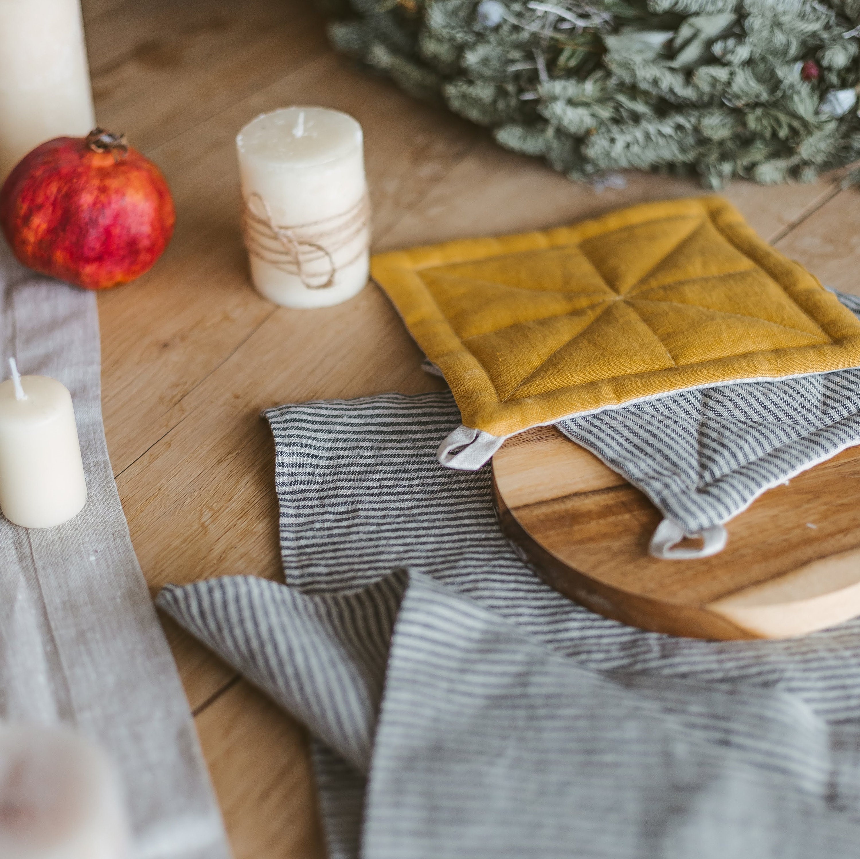 Two Sides Linen Pot Holder Quilted Linen Pot Holder With - Etsy