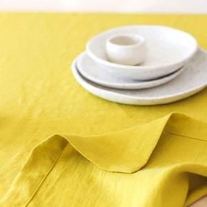 Chartreuse Yellow Linen Tablecloth for Festive Tablescape or Everyday ...