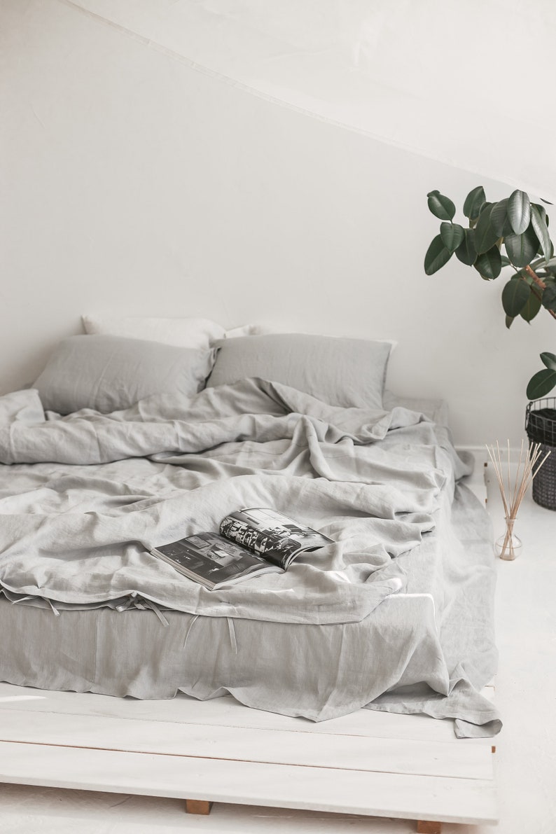 Light Grey Linen Duvet Cover and Pillowcases Gray Linen - Etsy