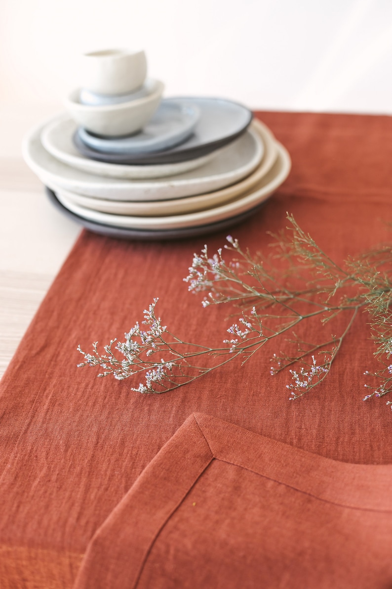 Rusty Linen Table Runner Burnt Brick Table Linens Terracotta - Etsy