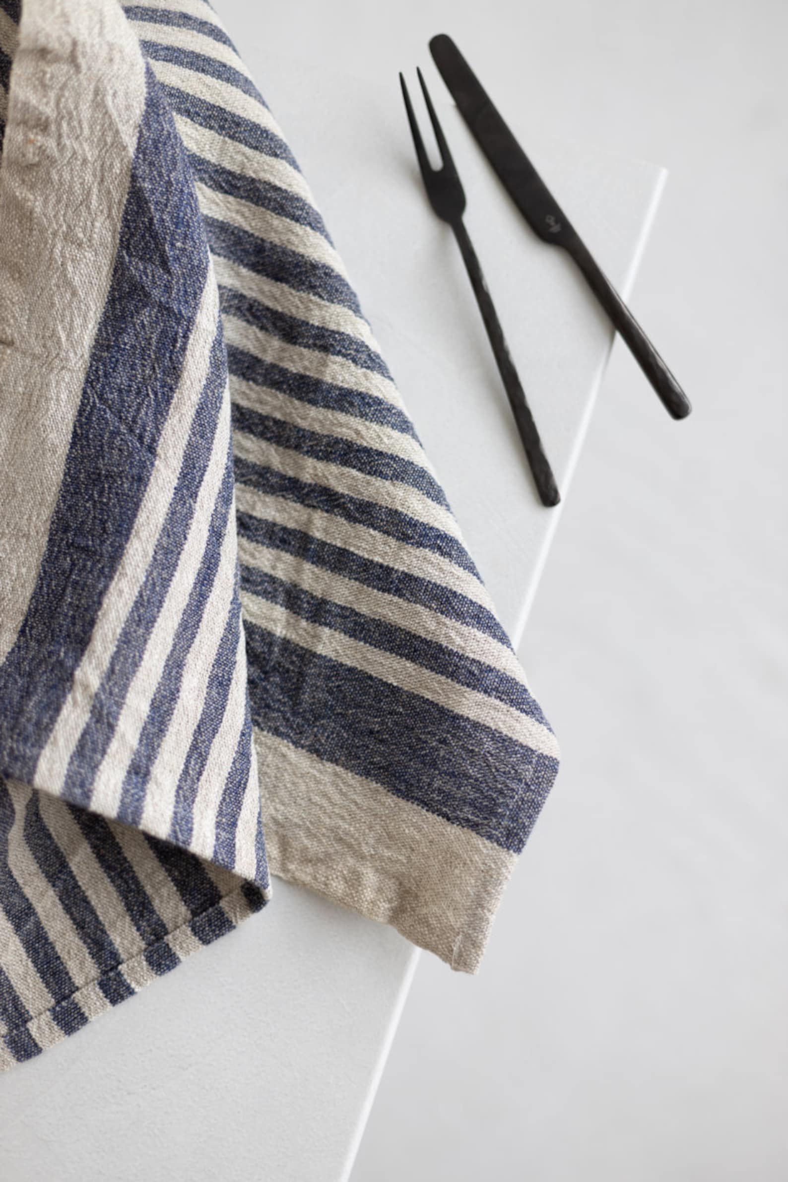 Striped Linen Tea Towels Set Set of 2 Linen Dish Towels - Etsy