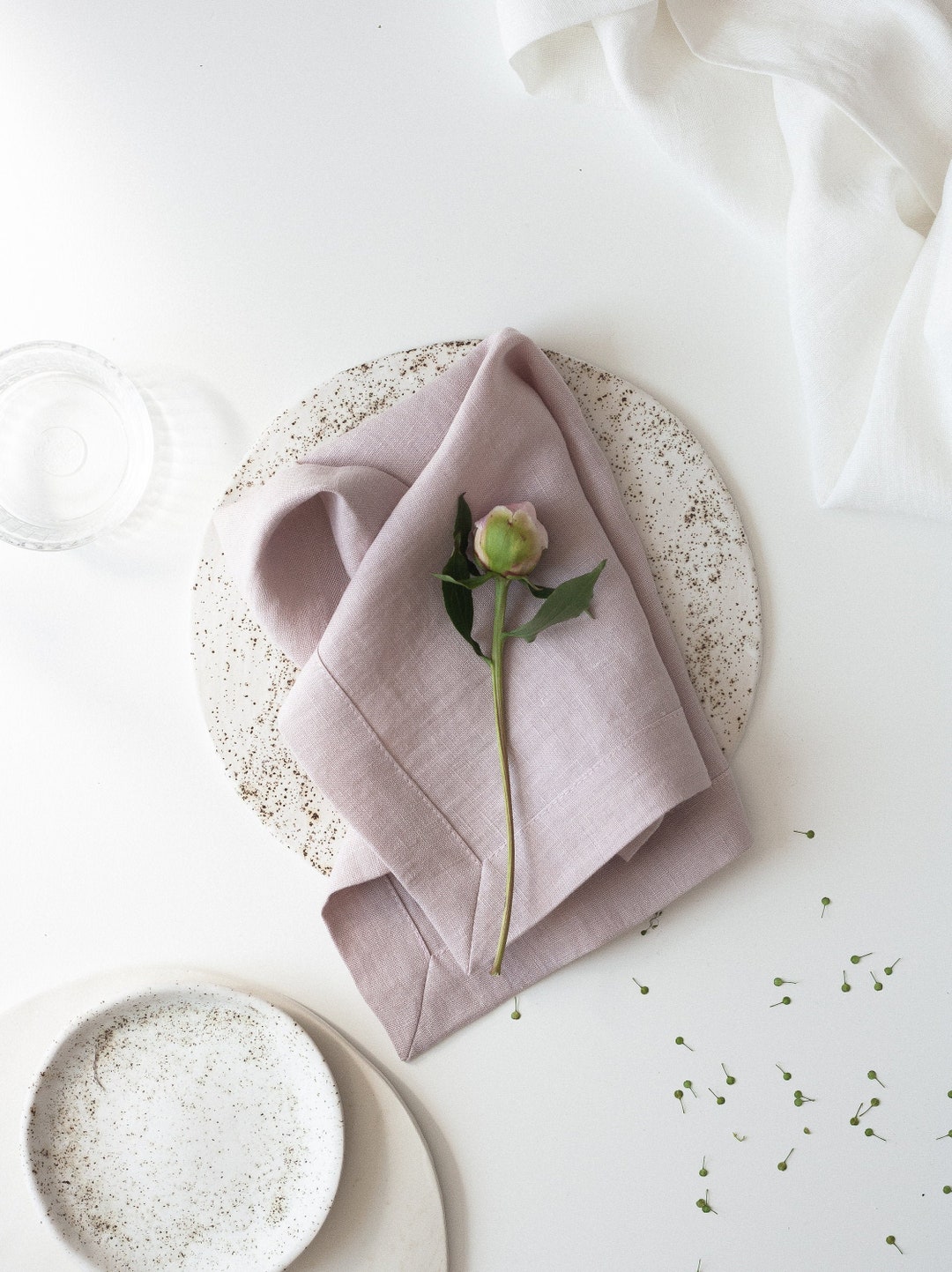 Softened Pink Linen Napkins Set, Mitered Corners Linen Napkins, Linen ...