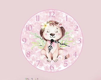 Lion Wall Clock Kids Room Decor-pink and Beige Nursery - Etsy Israel