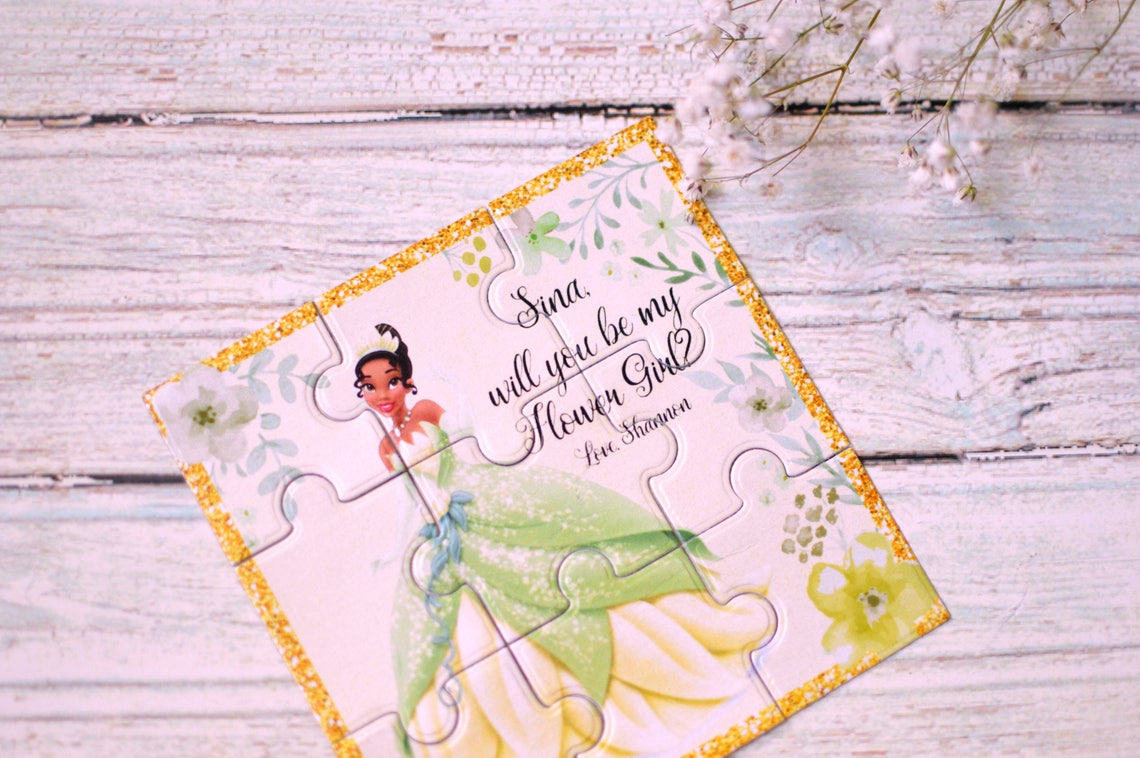 Personalized Puzzle Princess Tiana Flower Girl Card Will - Etsy Singapore