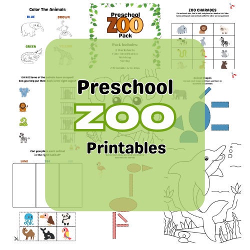 Preschool Zoo Theme Printables, Worksheets and Activities Pack, Prek ...