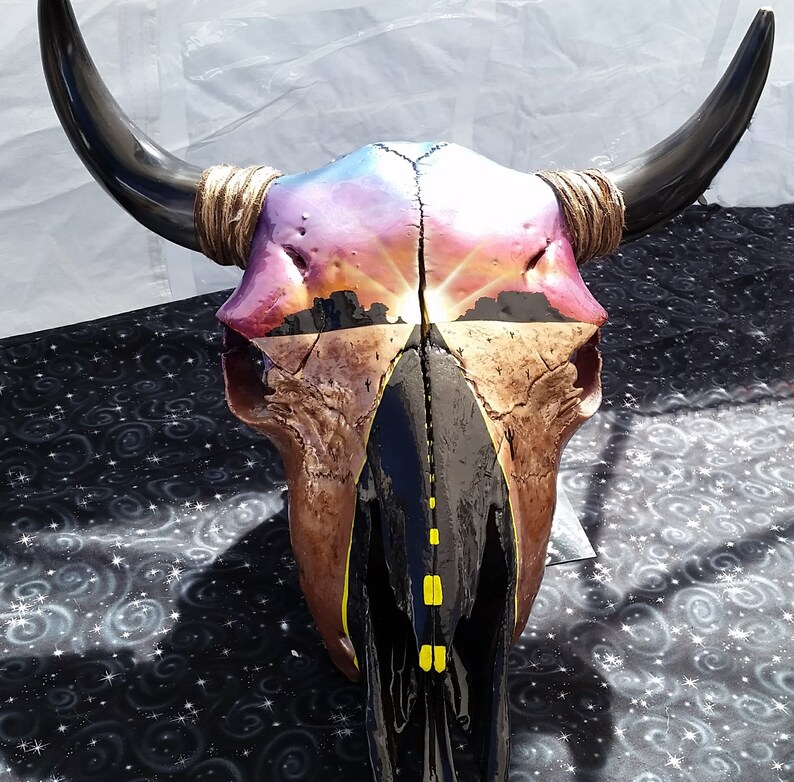 Arizona Highway Painted Real Bull Skull - Etsy