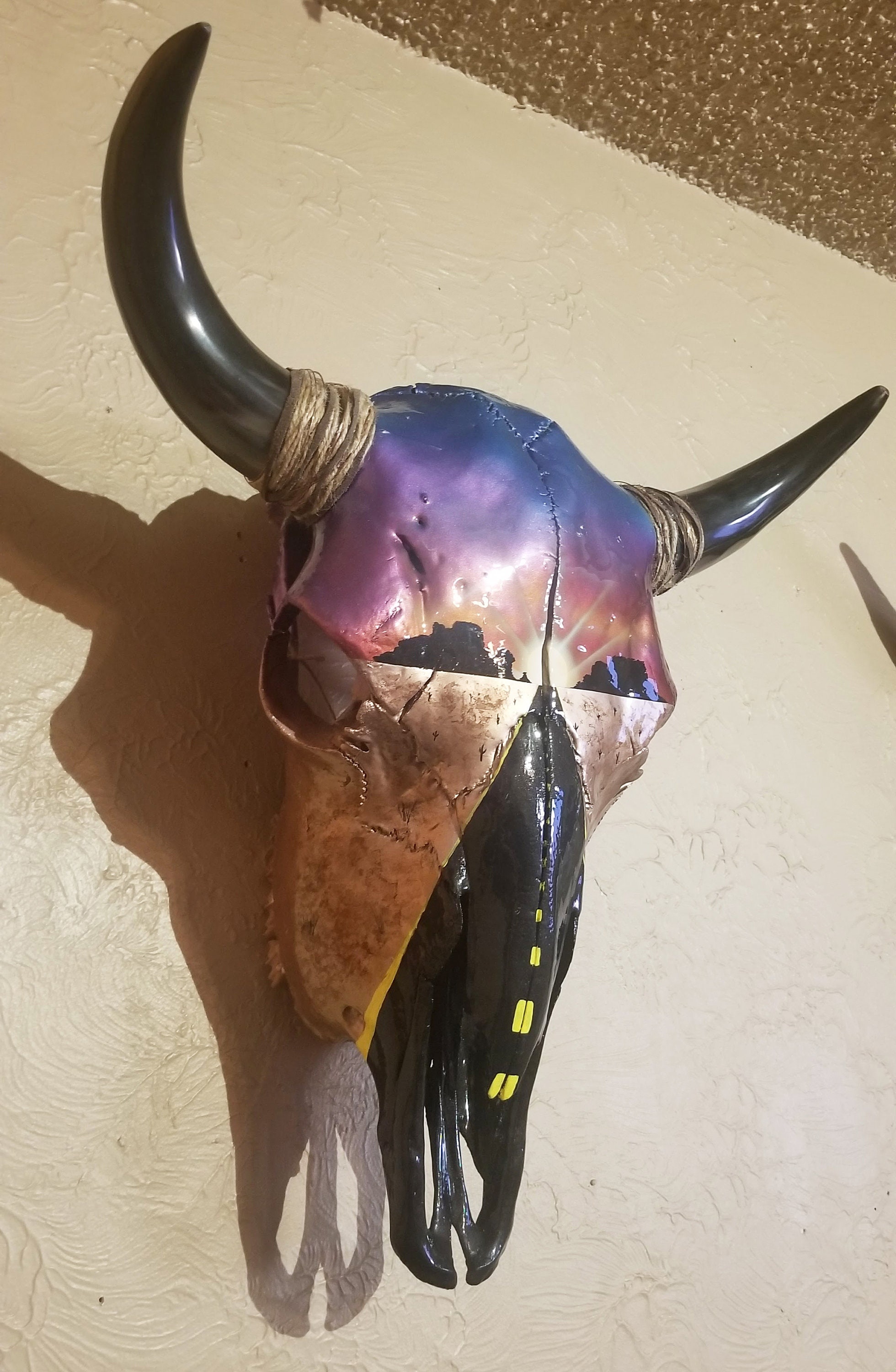Arizona Highway Painted Real Bull Skull - Etsy