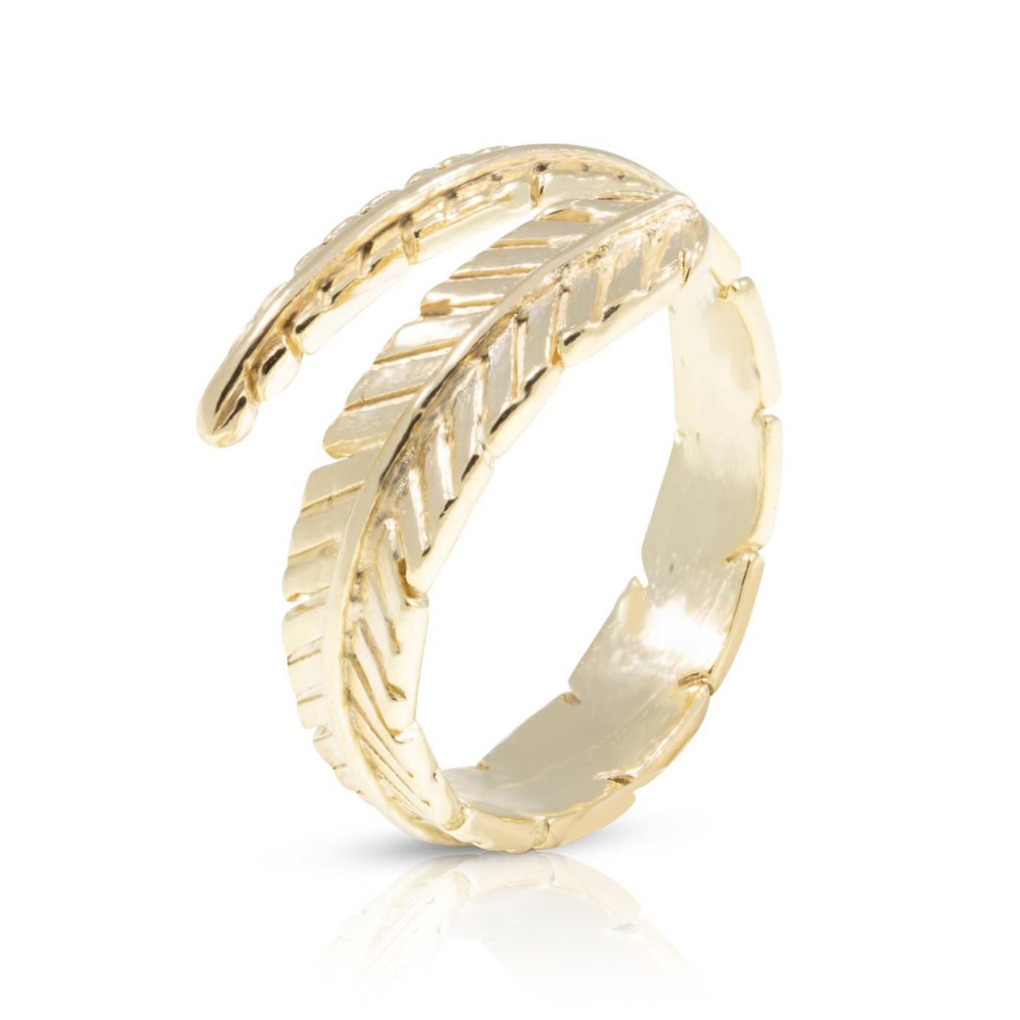 Feather Ring 14K Gold Plated 925 Sterling Silver Ring - Etsy
