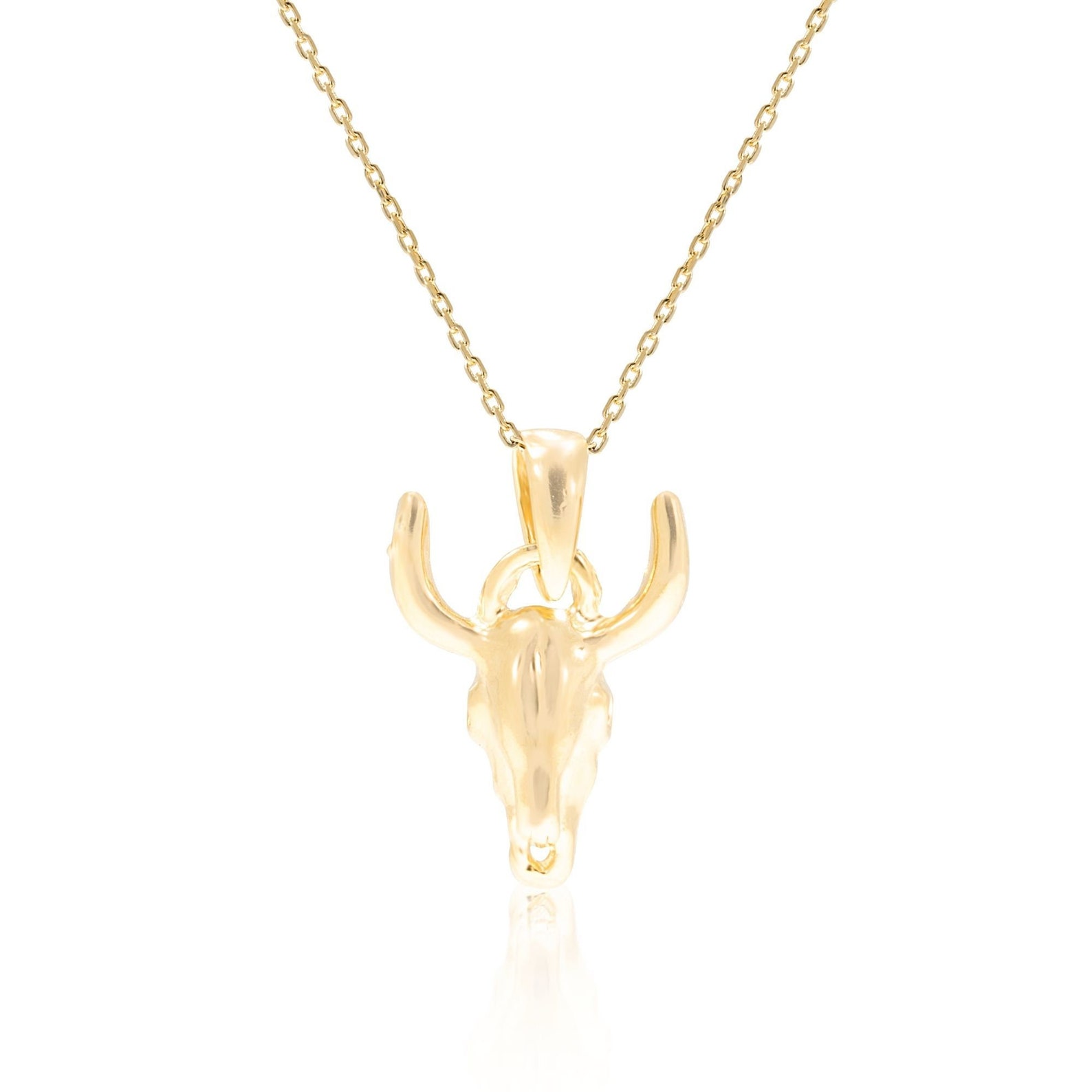 Bull Necklace, 14K Gold Plated Silver Pendant & Necklace, Pendant ...