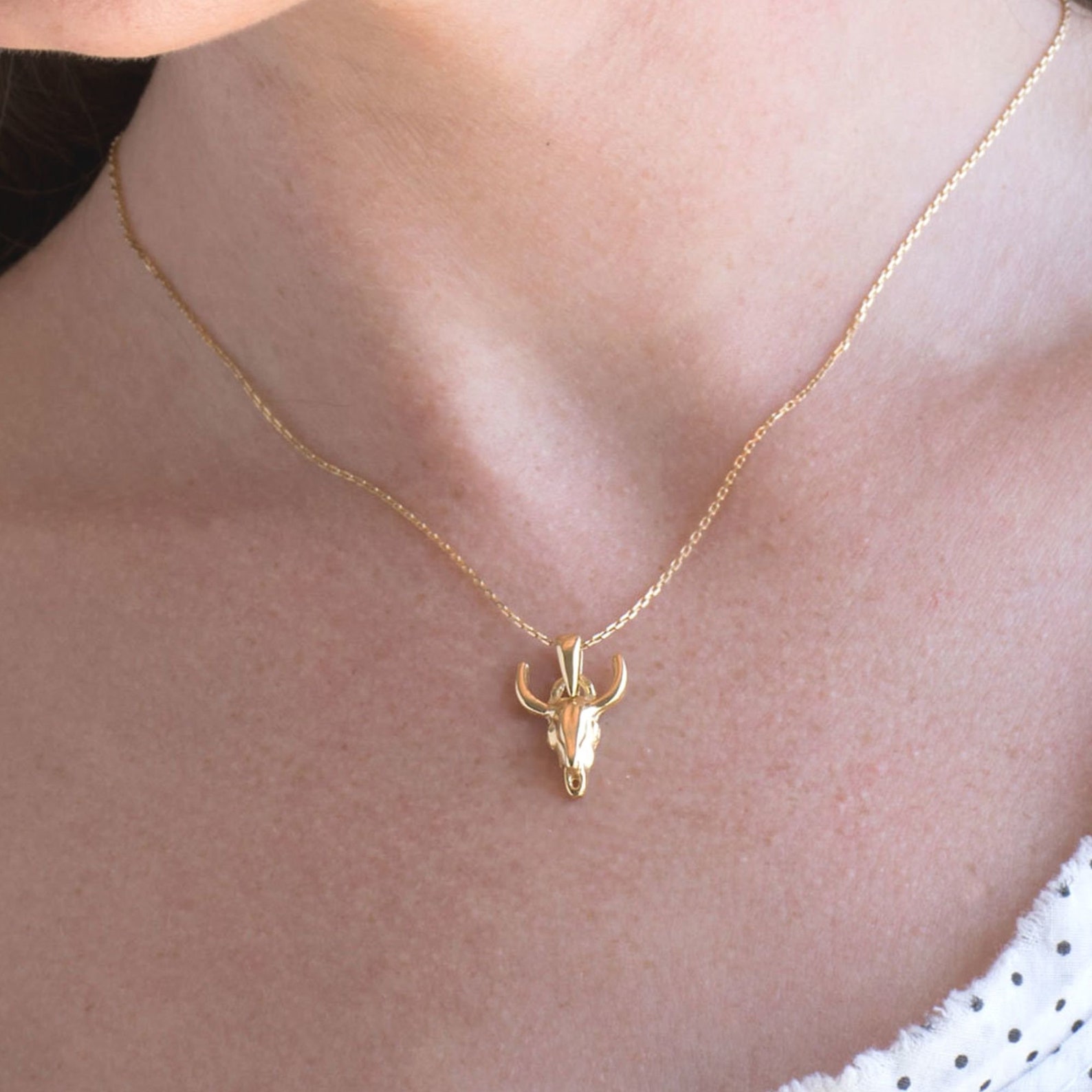 Bull Necklace, 14K Gold Plated Silver Pendant & Necklace, Pendant ...