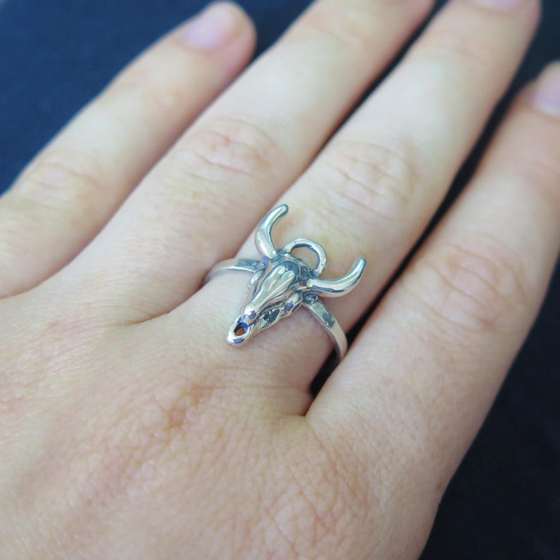 Silver Taurus Ring Statement Ring Silver Ring Bull | Etsy