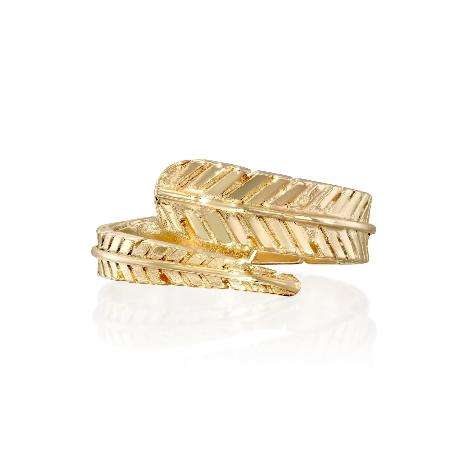 Feather Ring 14K Gold Plated 925 Sterling Silver Ring - Etsy
