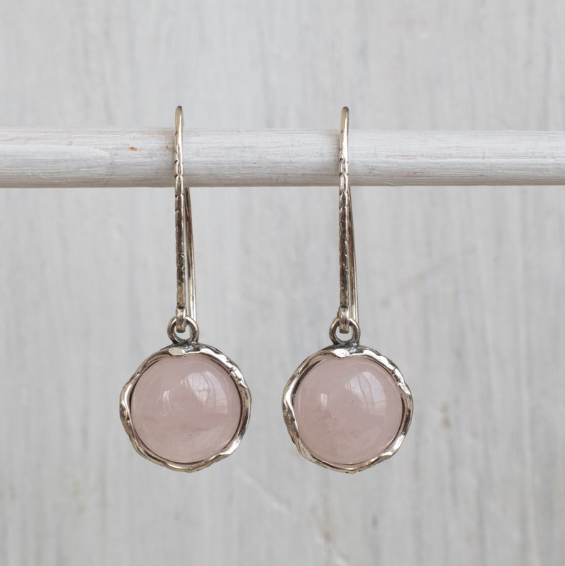Rose Quartz Earrings 925 Silver Earrings Rose Quartz - Etsy
