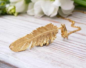 Gold Feather Jewelry | Etsy