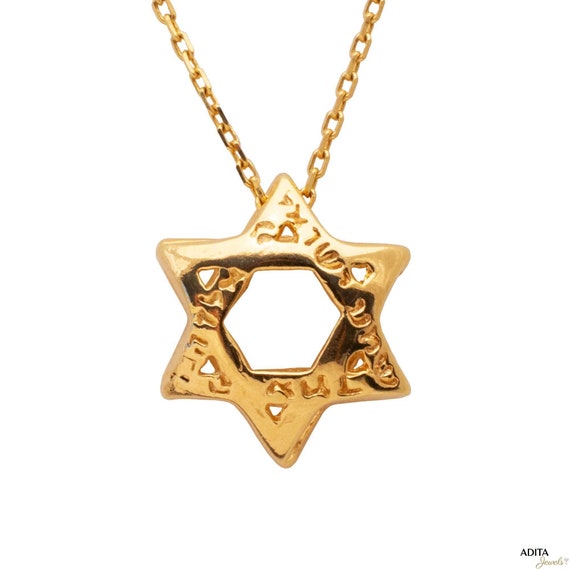 14K Gold Plated Star of David Necklace Magen David Pendant - Etsy
