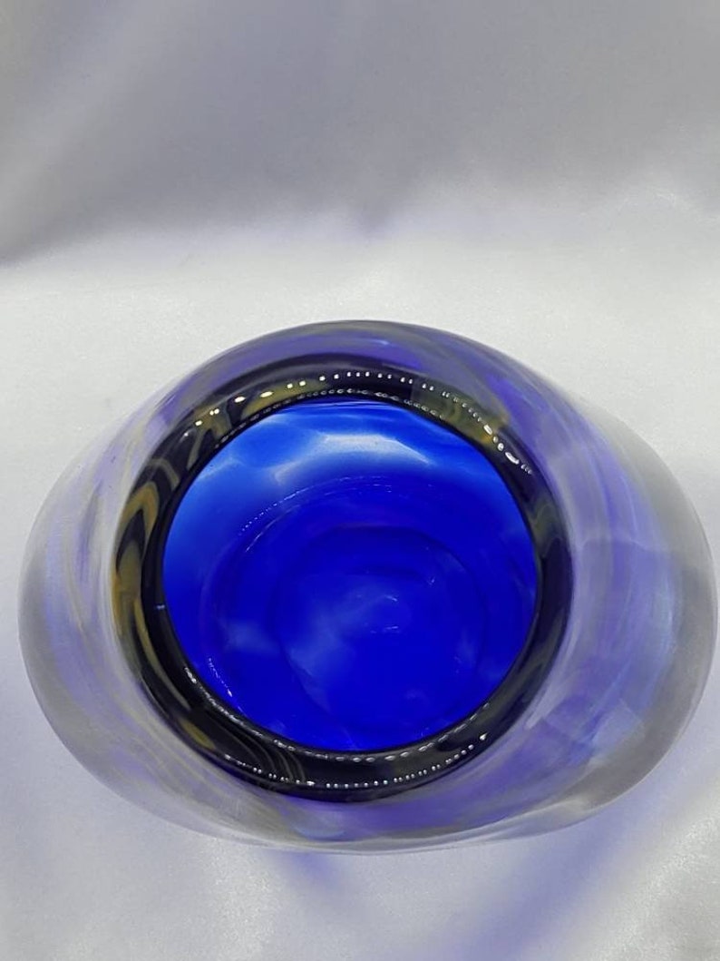 Gorgeous Royal Blue With Orange Swirls Hand-blown Glass Vase - Etsy