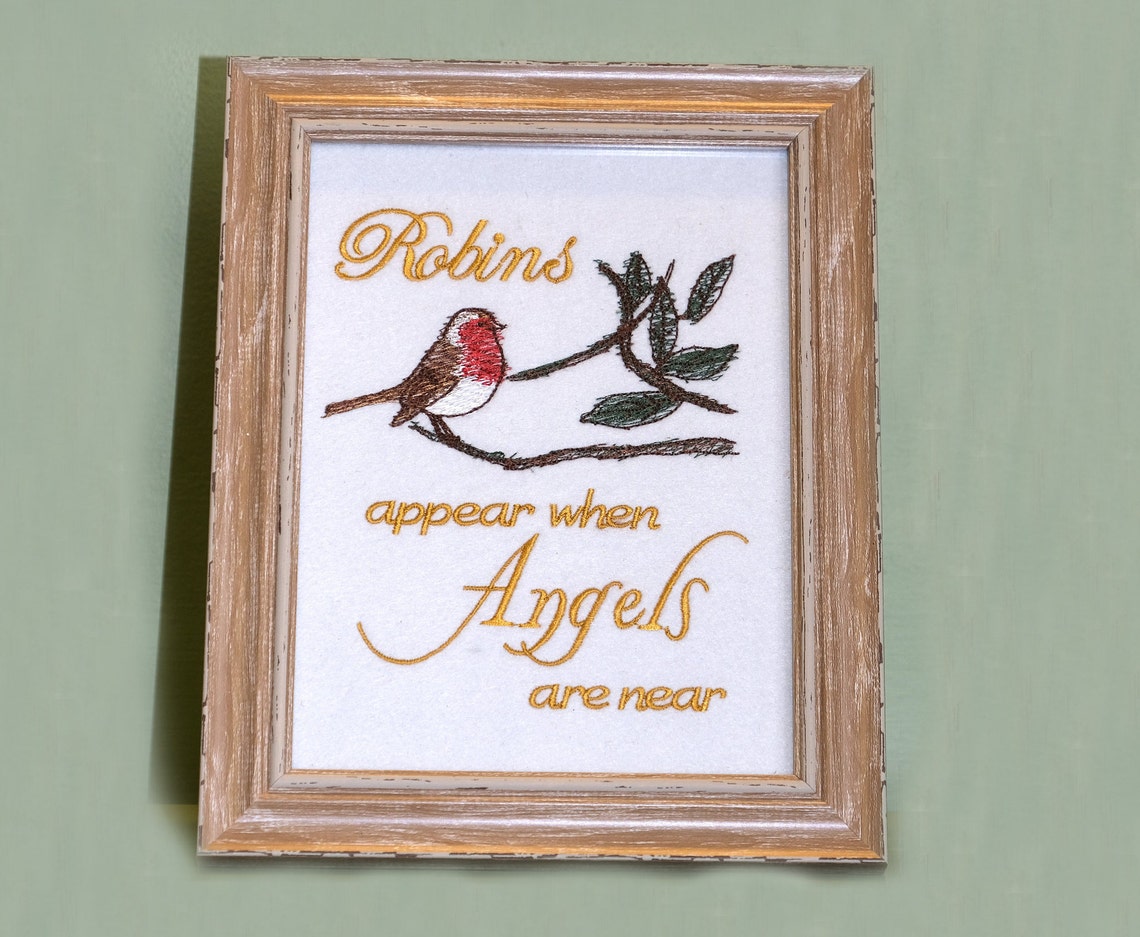 Robins Appear When Angels Are Near Memorial Embroidered - Etsy
