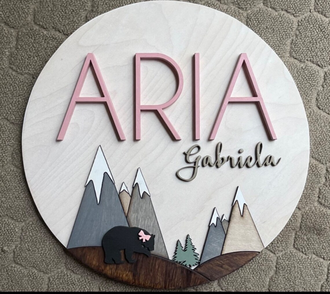 Woodland Name Sign Mountain Name Sign Round Name Sign - Etsy
