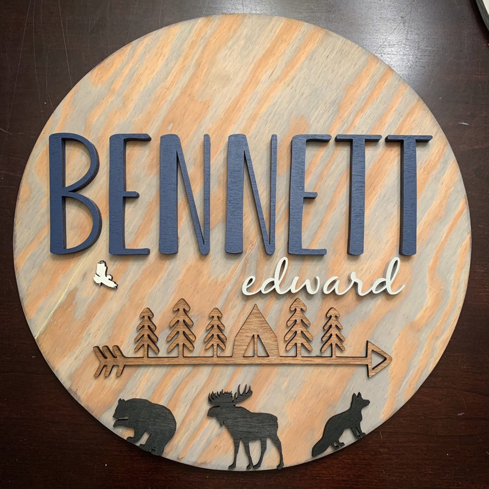 Woodland Name Sign Round Name Sign Rustic Nursery Sign - Etsy Ireland