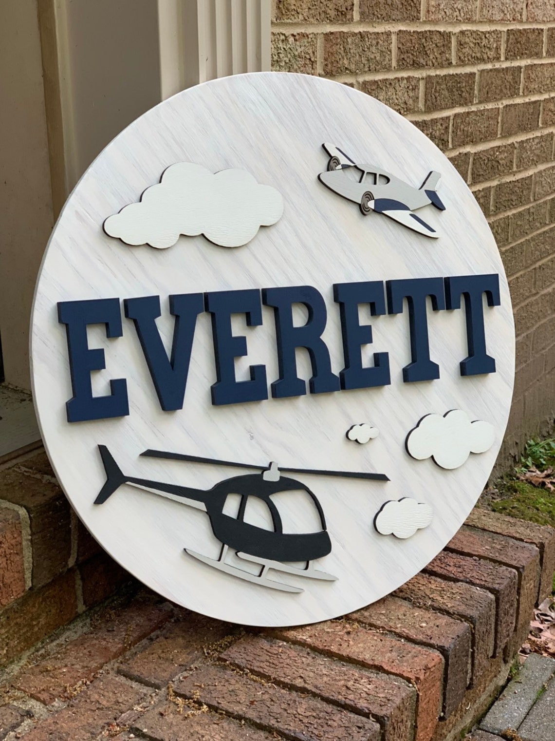 Airplane Name Sign Aviator Nursery Sign Round Wood Sign - Etsy