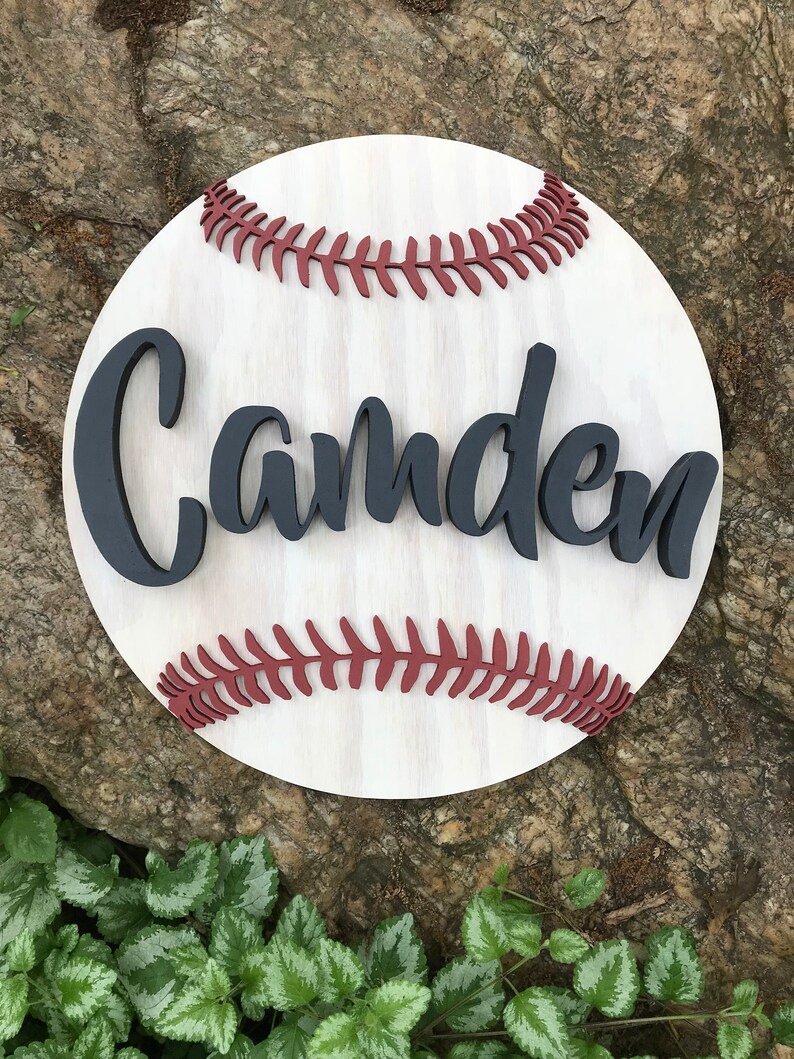 Baseball Round Sign Nursery Name Sign Wooden Baseball - Etsy