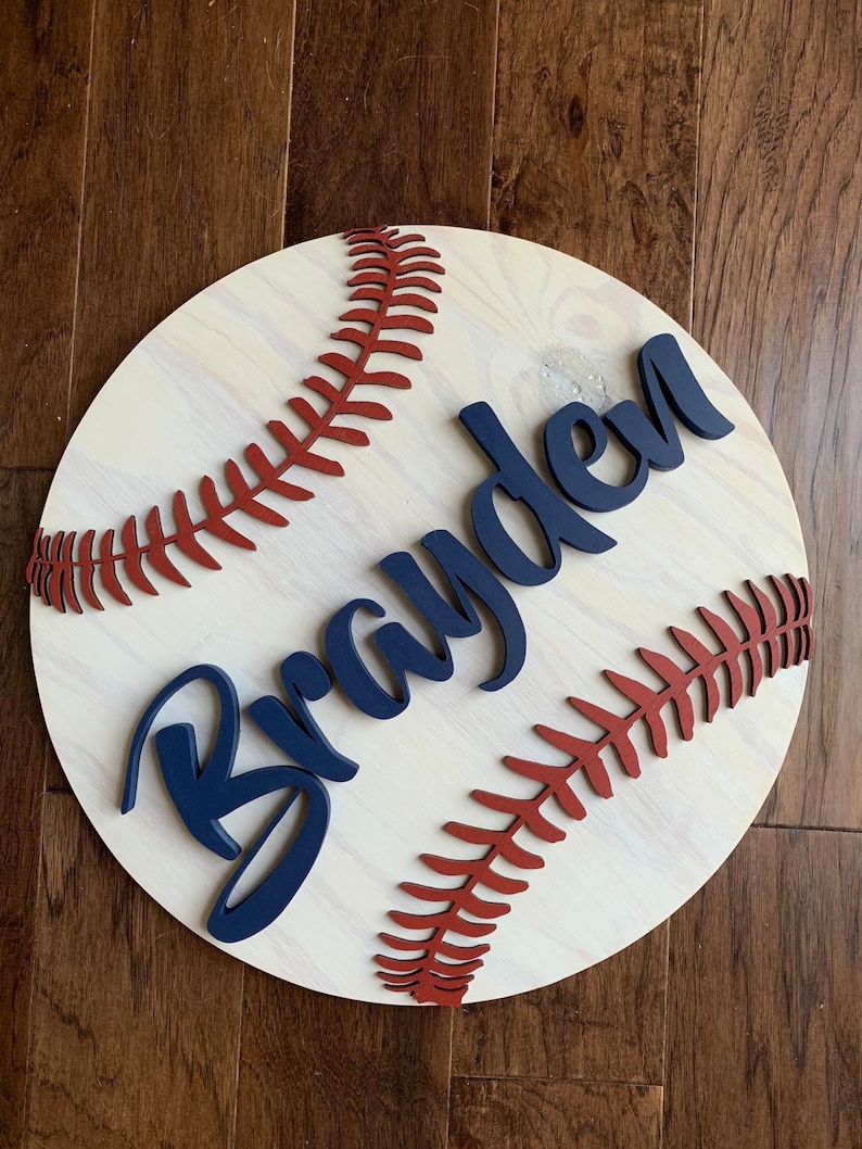 Baseball Round Sign Nursery Name Sign Wooden Baseball | Etsy