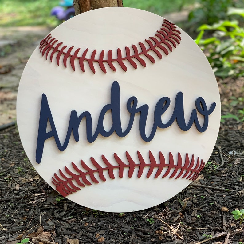 Baseball Round Sign Nursery Name Sign Wooden Baseball | Etsy