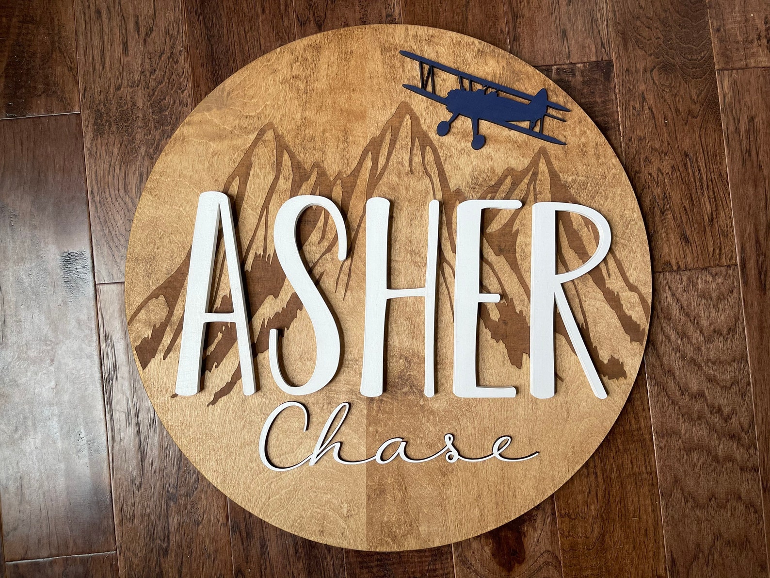 Airplane Name Sign Aviator Nursery Sign Round Wood Sign - Etsy