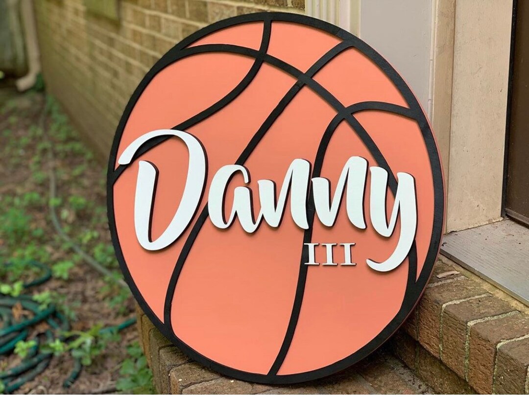 Basketball Round Sign Nursery Name Sign Basketball Nursery Sign ...