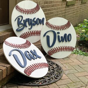 Baseball Round Sign Nursery Name Sign Wooden Baseball | Etsy