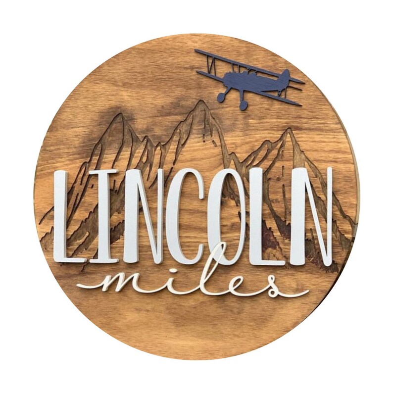 Airplane Name Sign Aviator Nursery Sign Round Wood Sign | Etsy