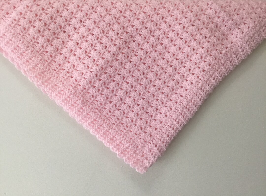 Light Pink Crocheted Baby Blanket Handmade Pink Crochet Baby - Etsy