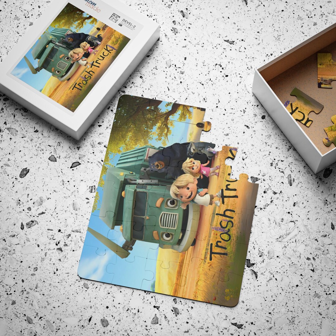 Trash Truck Puzzle: 30-piece Laminated Chipboard Puzzle - Etsy