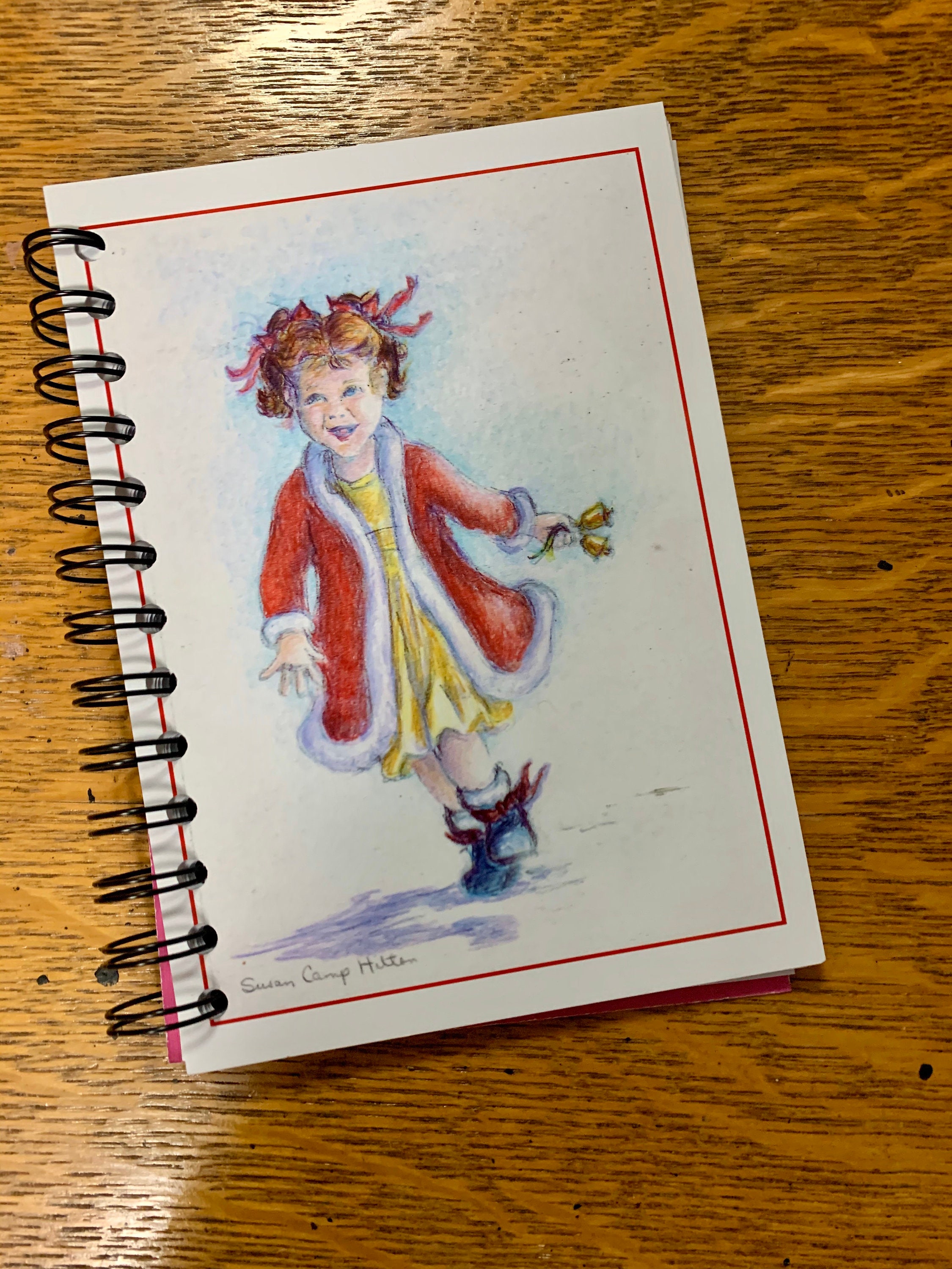 Christmas Notebook Little Girl With Bell 5 X 7 Blank - Etsy