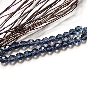 Perles verre bleu Montana rondes gouttes ou facettes Tchèques bleu gris ...