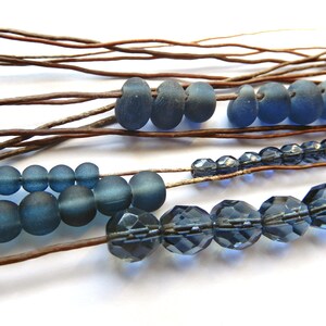 Perles verre bleu Montana rondes gouttes ou facettes Tchèques bleu gris ...