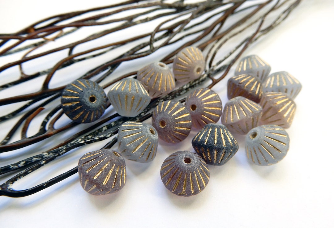 Bohemian Beads 10 Mm Sandblasted Glass Mix Purple Mauve Gold Czech ...