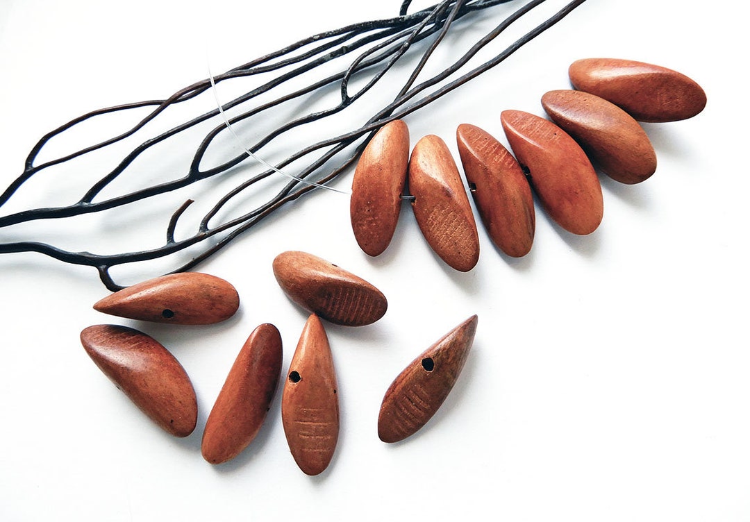 Beveled Wooden Beads Bayong Orange Brown Natural Beads - Etsy