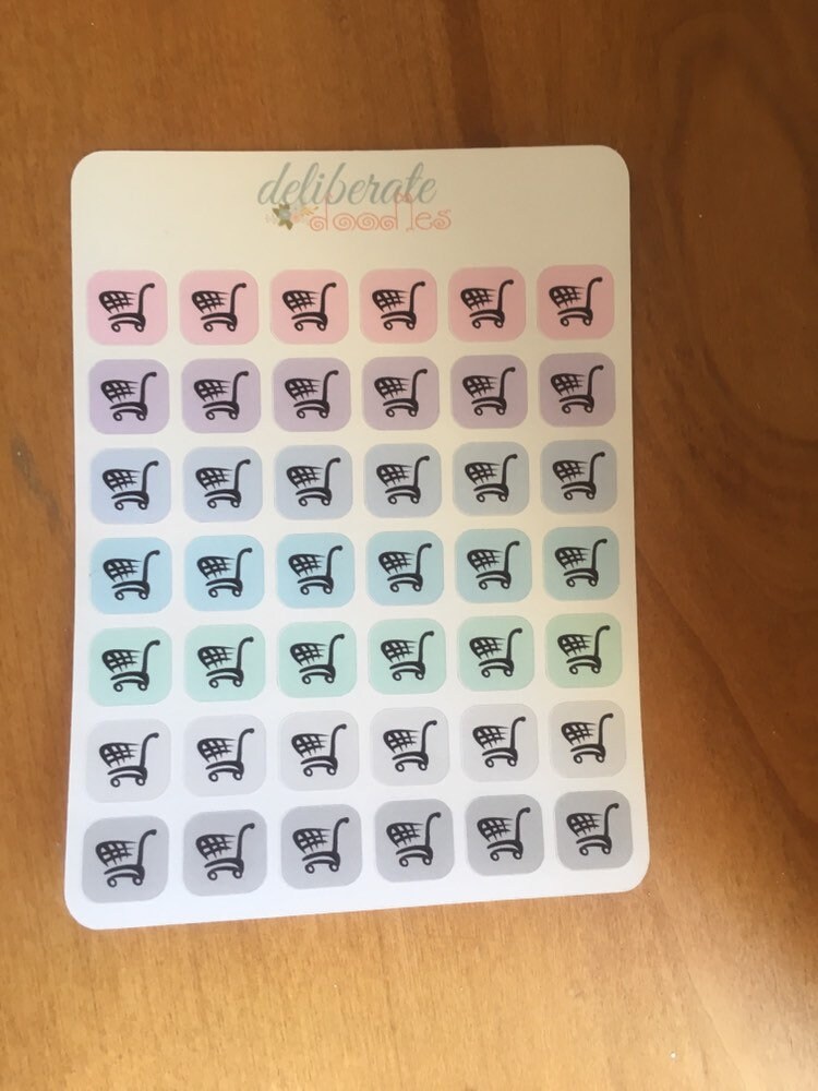 Shopping Cart Planner Stickers -- Made to Fit the Leafy Treetop Planner ...