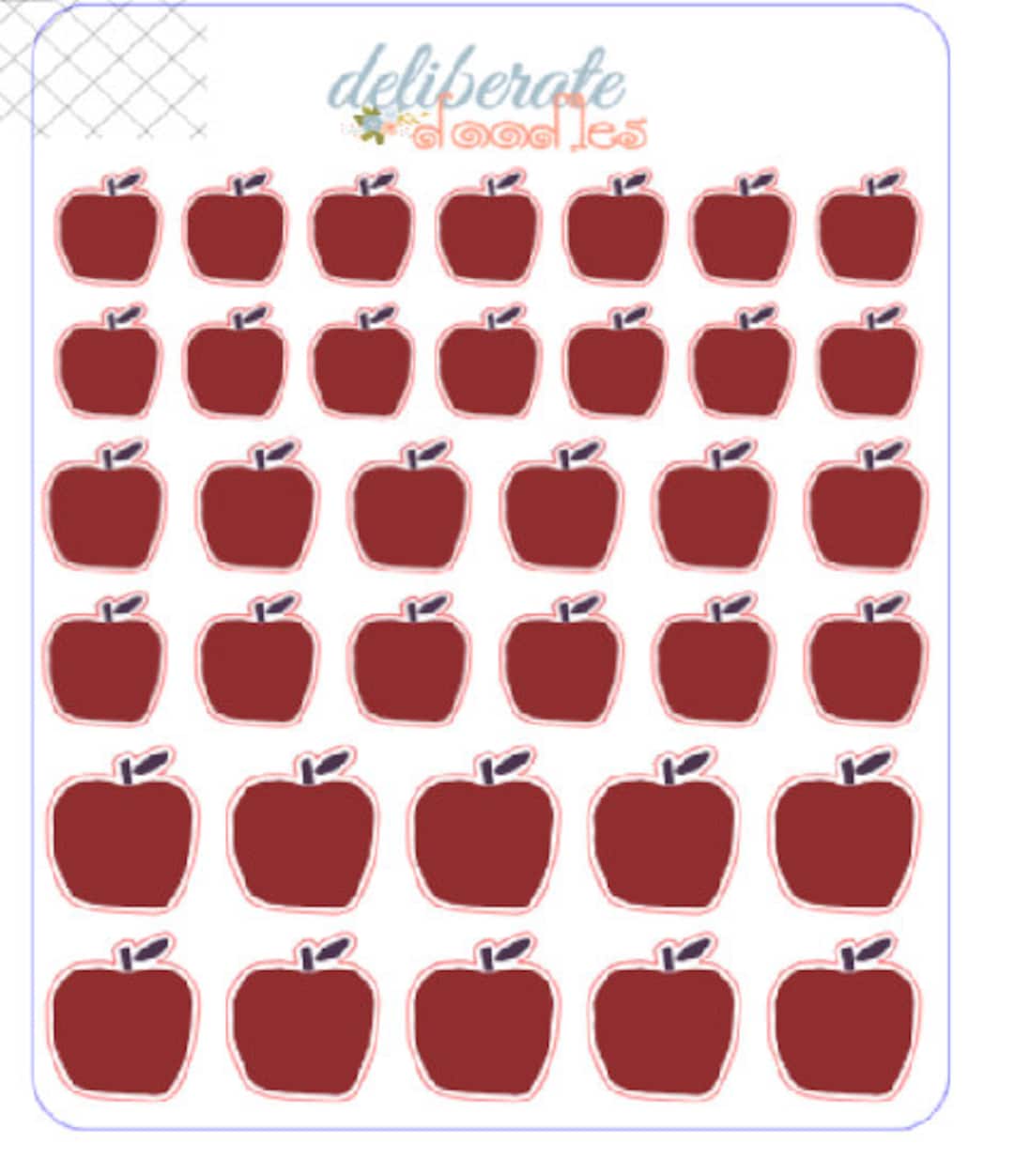 Apple Stickers -- Made to Fit the Deliberate Doodles, Erin Condren and ...