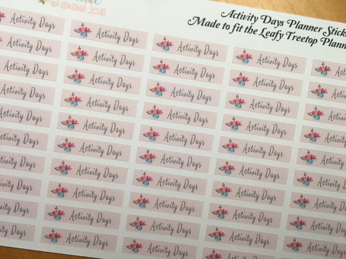 Activity Day Planner Stickers Made to Fit the Leafy Treetop - Etsy