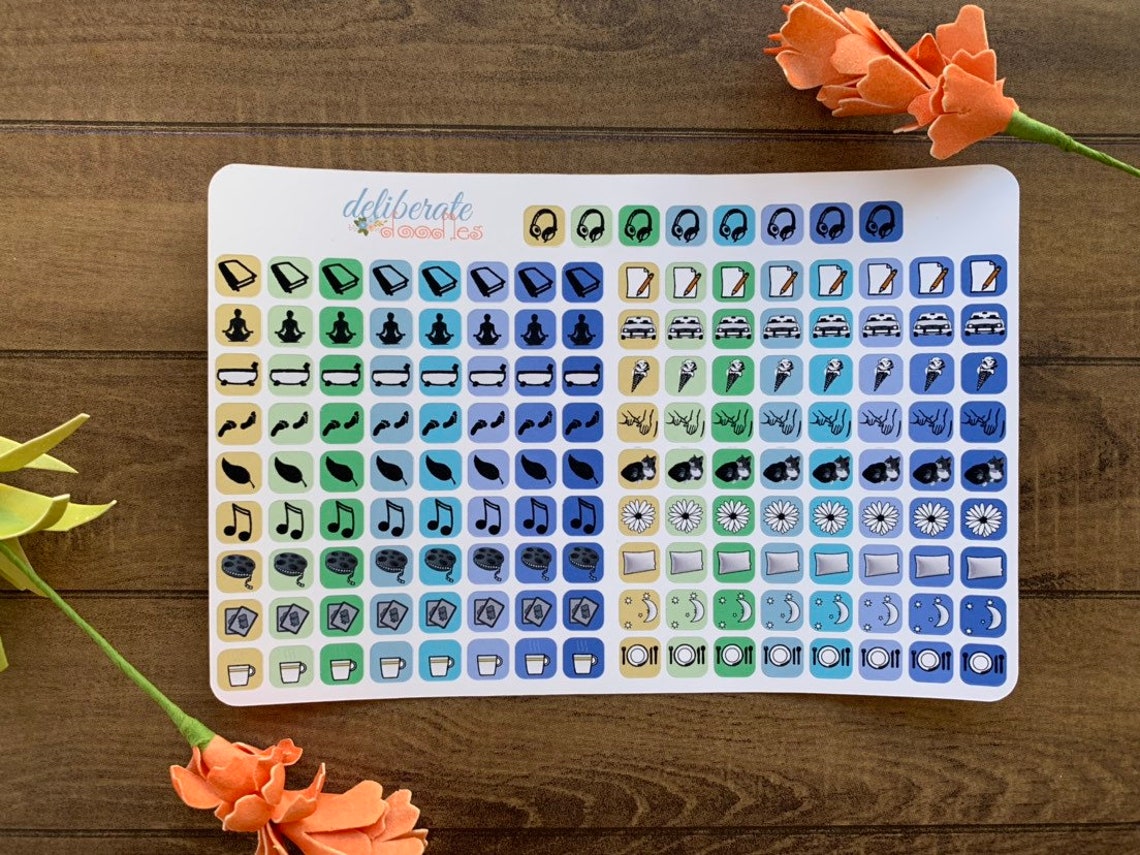 Stress Reliever Icon Planner Stickers Made to Fit the Leafy | Etsy