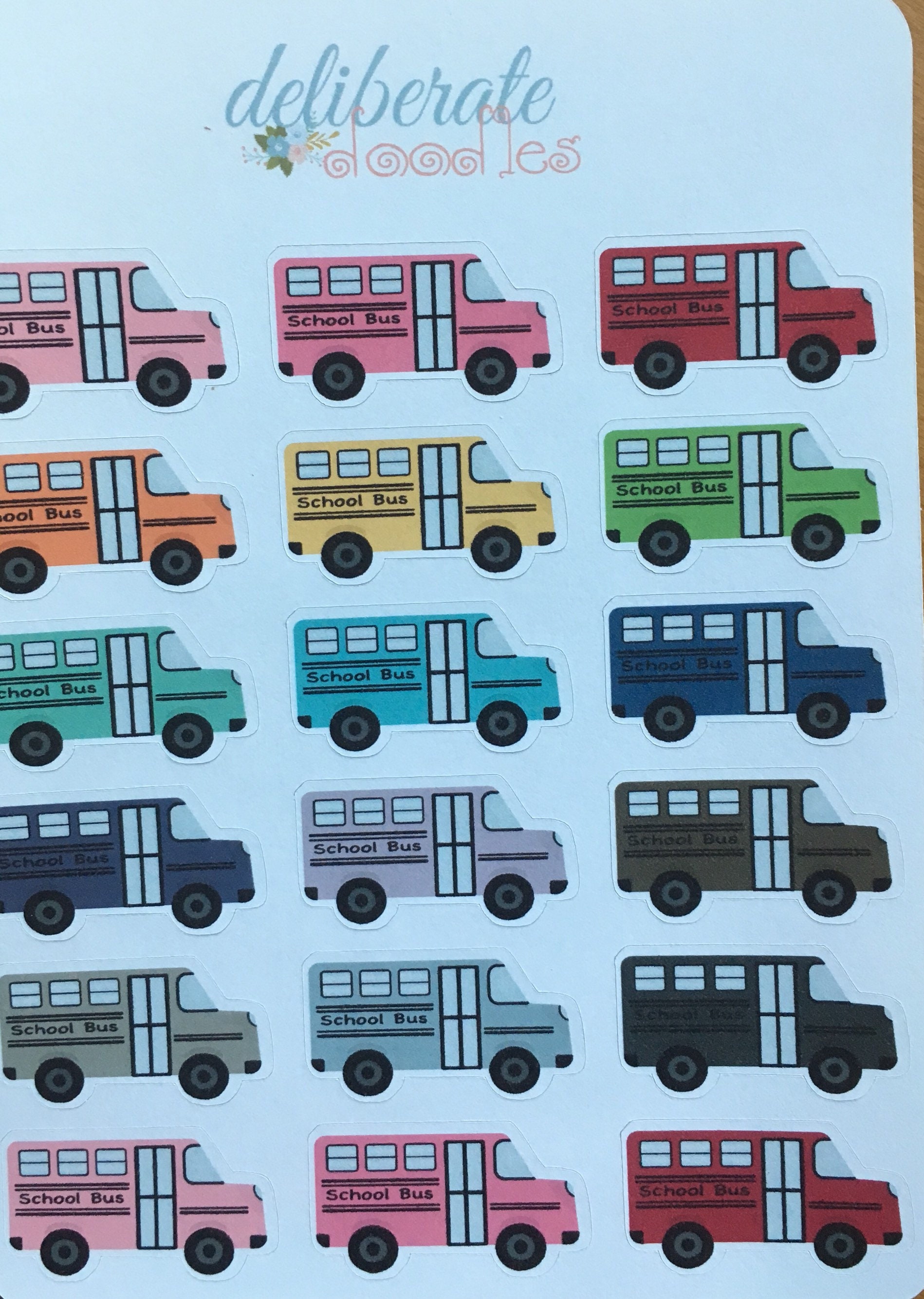 School Bus Planner Sticker -- Made to Fit the Deliberate Doodles ...