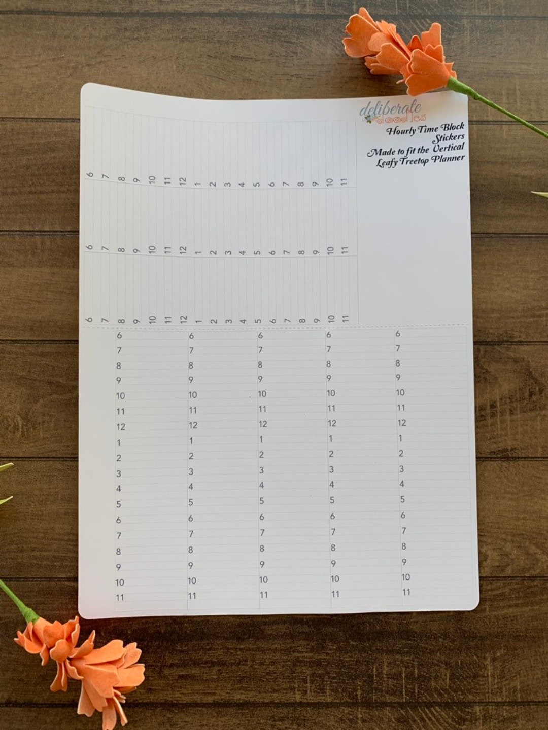 Time Block Planner Stickers -- Made to Fit the Vertical Leafy Treetop ...