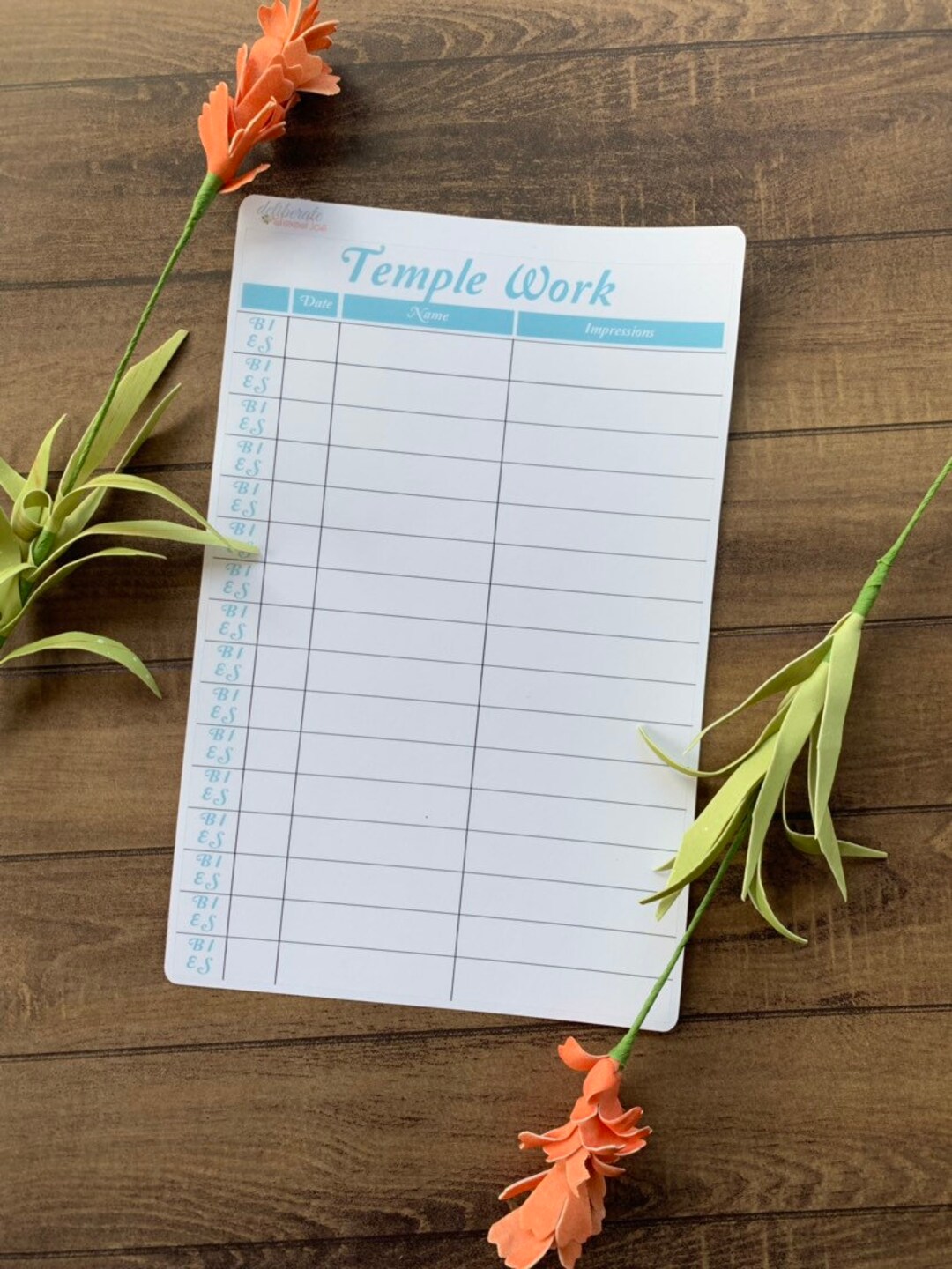 Temple Work Tracker Planner Sticker -- Made to Fit a 6x9 Inch or Larger ...