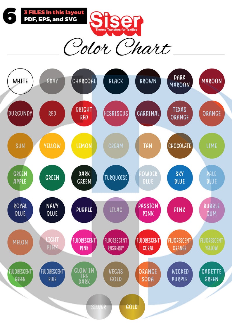 NEW Siser HTV Easyweed Color Chart Customizable Digital - Etsy UK