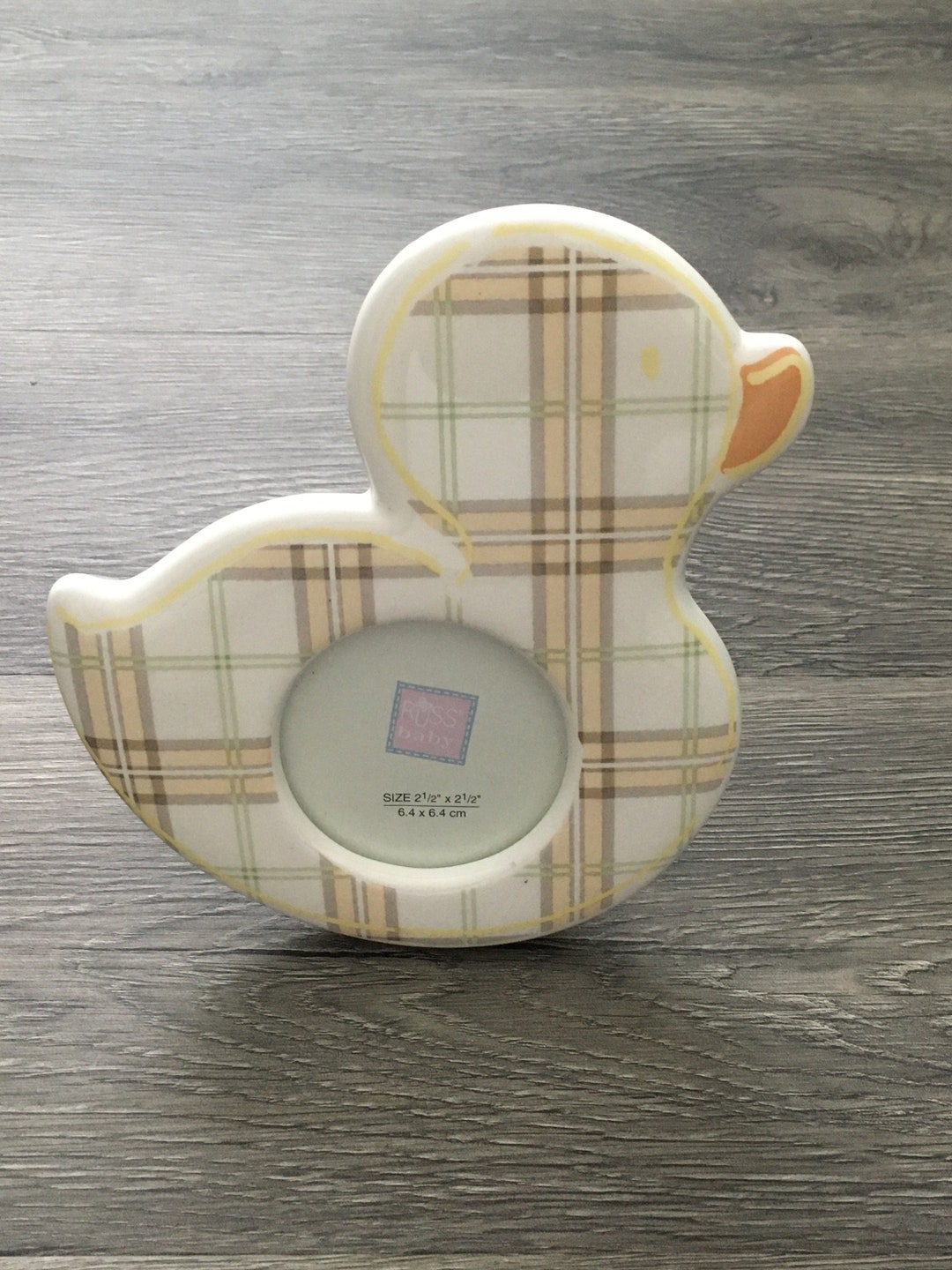 Vintage RUSS Ceramic Duck Duckie Frame With Plaid Detail Baby Nursery ...