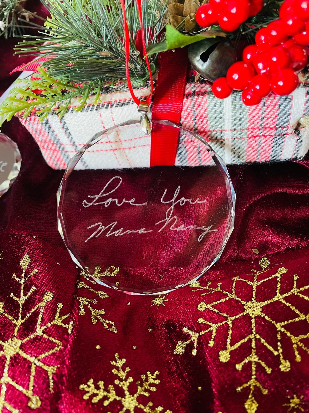 Engraved Handwriting Glass Ornament: Memorial Keepsake - Etsy