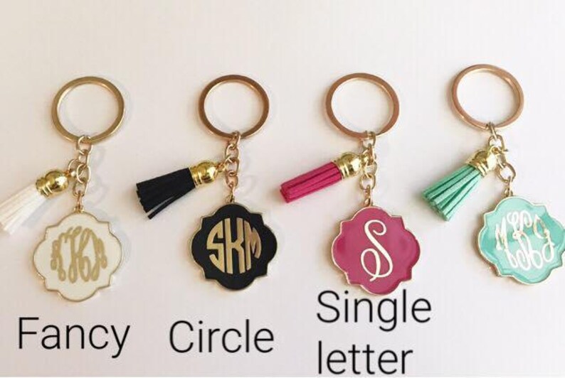 Monogram keychain Initial keychain personalized gift tassel | Etsy