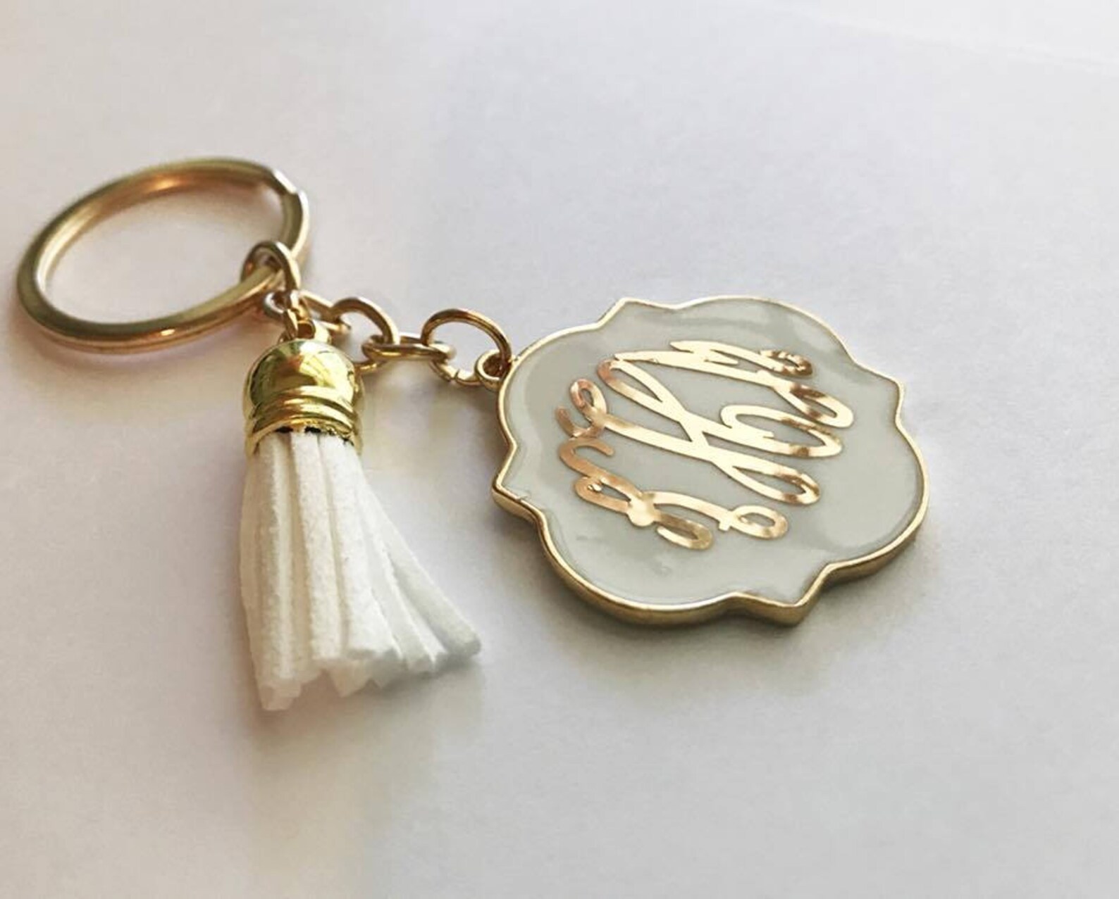 Monogram keychain Initial keychain personalized gift tassel | Etsy